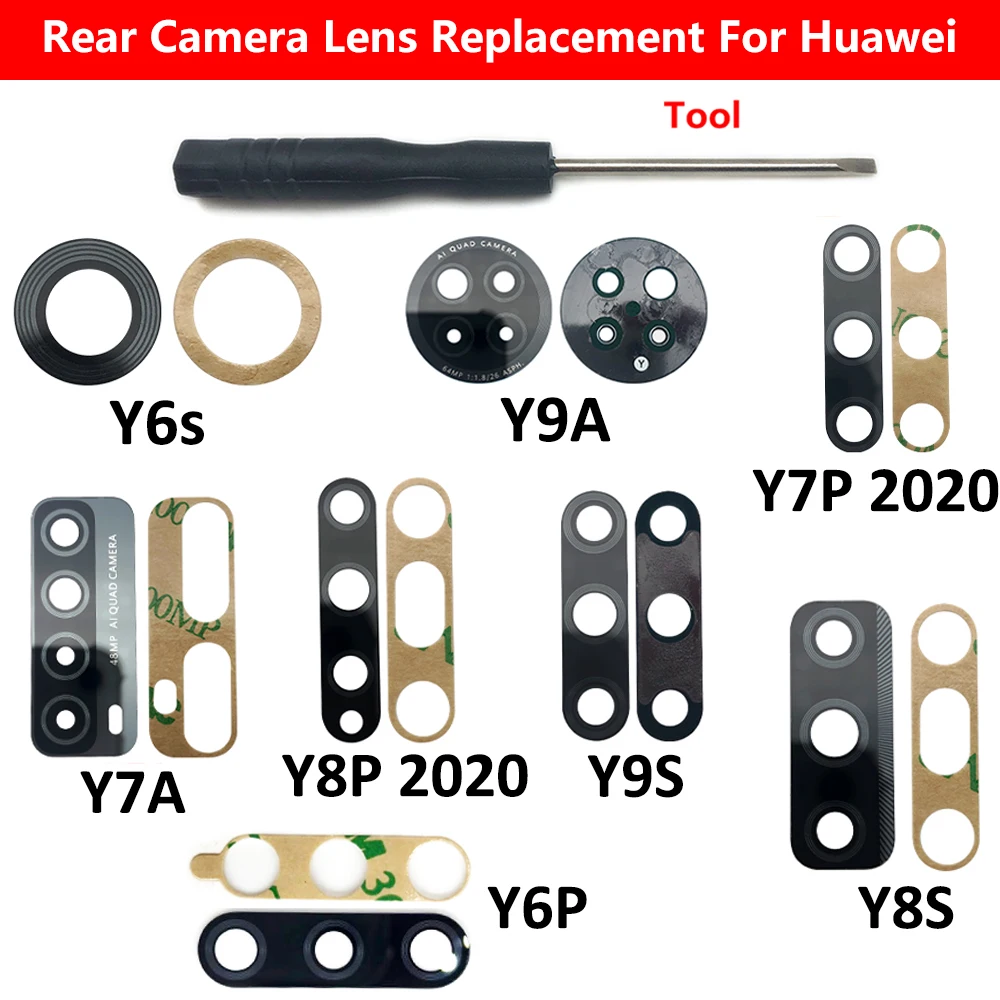 NEW Rear Back Camera Glass Lens For Huawei Y7A Y9A Y9S Y8S Y6s Y6P Y8P ...