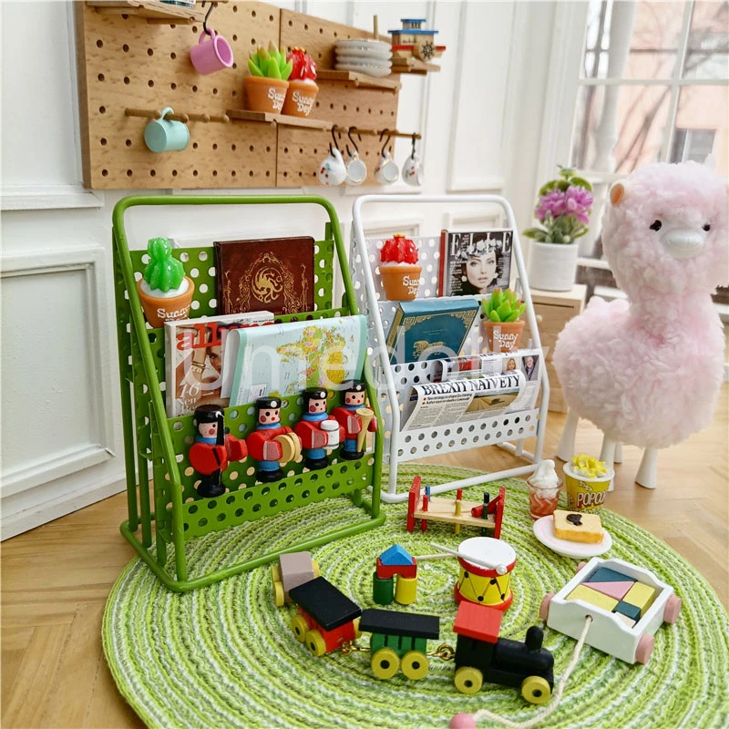 Metal 1/12 Scale Miniature Dollhouse Magazine Rack Mini Newspaper Stand ...