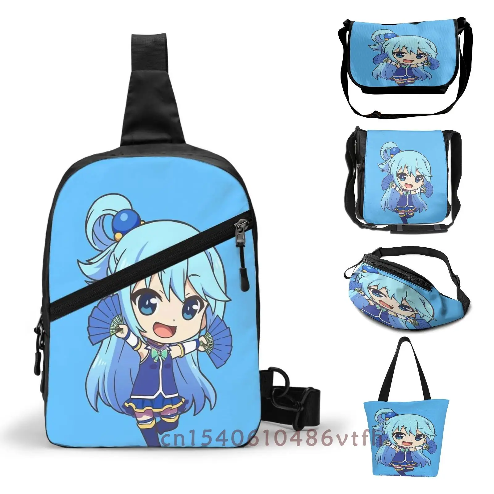 Konosuba-Bolsa-de-pecho-funcional-para-hombre-Aqua-ri-onera-negra-para ...