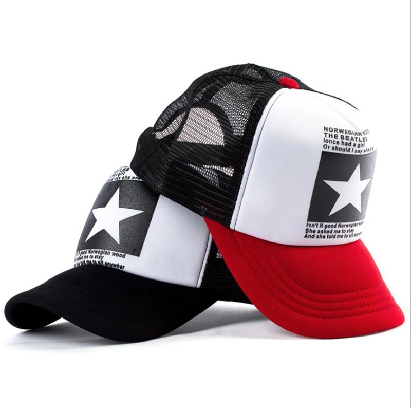 Fashion Men's Five Star Pattern Baseball Cap Women Outdoor Baseball Hat ...