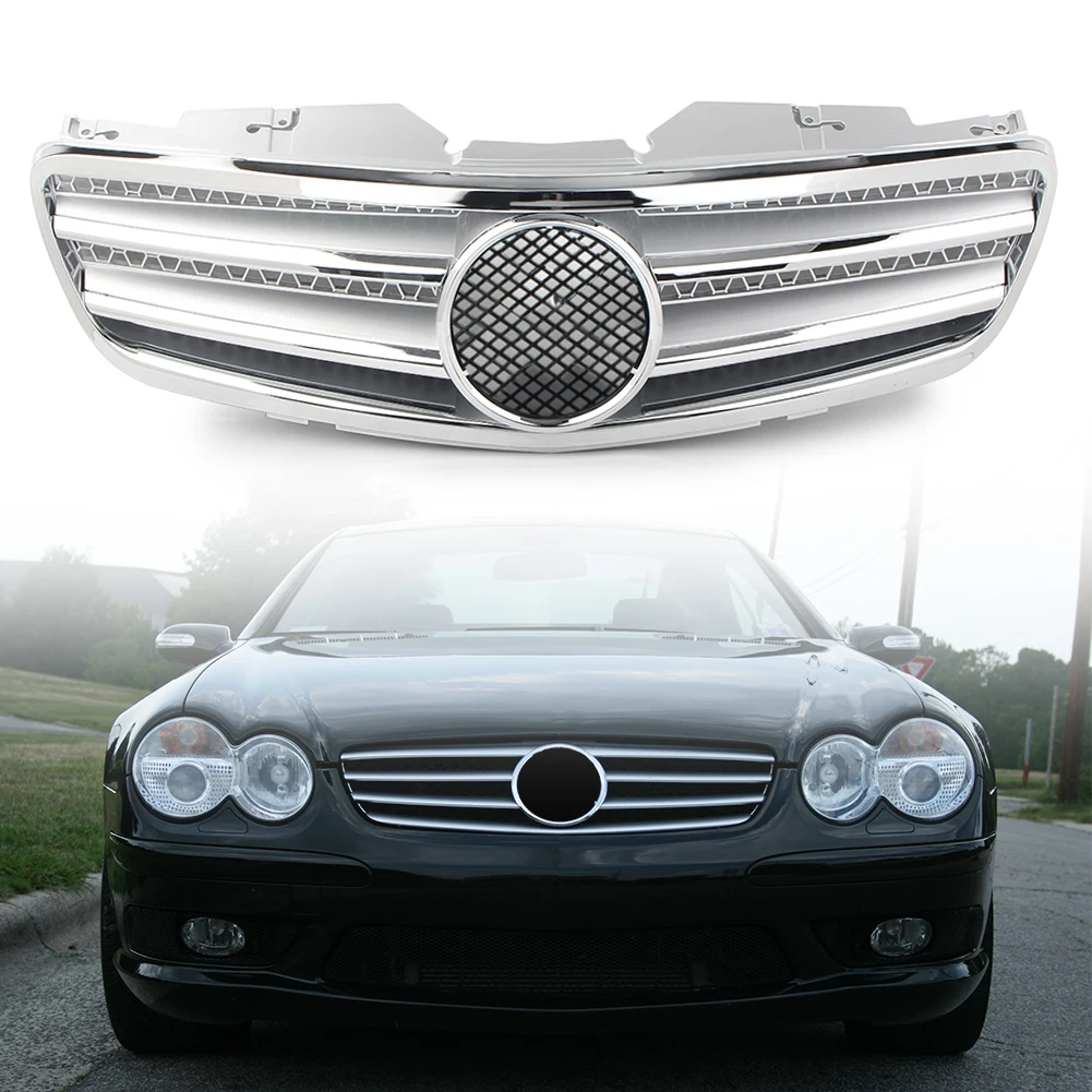Car Front Grille Upper Grill W/ Emblem For Mercedes Benz Sl-class R230 ...