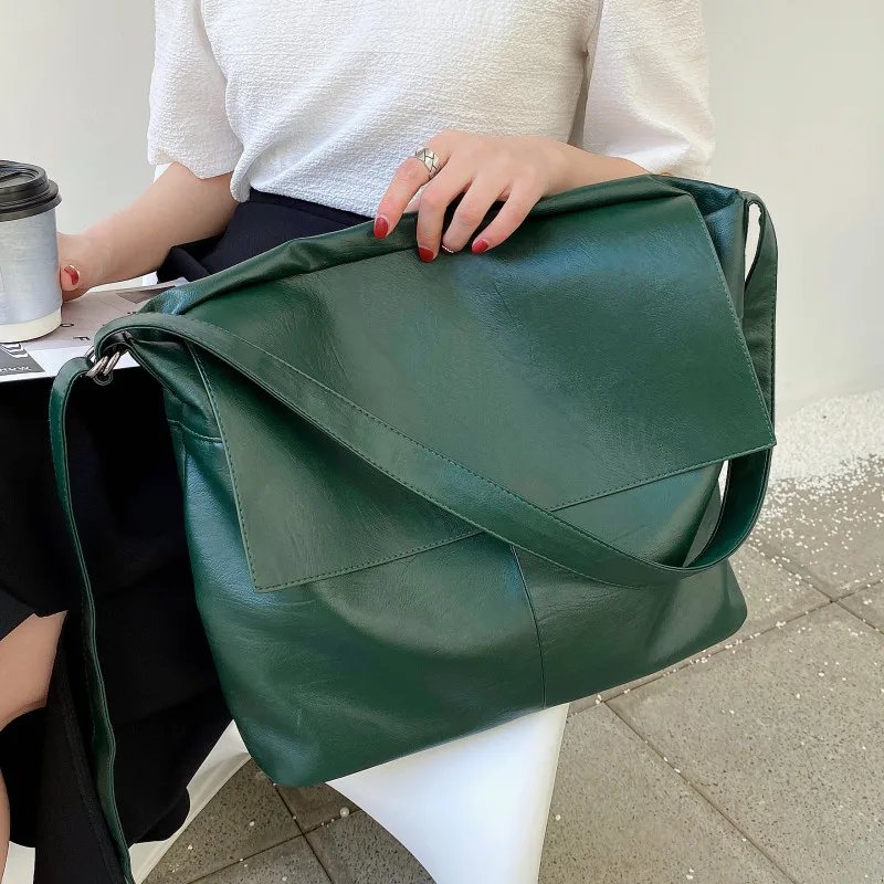 Green Large Shoulder Bags For Women Big Size Messenger Bag Luxury Soft ...
