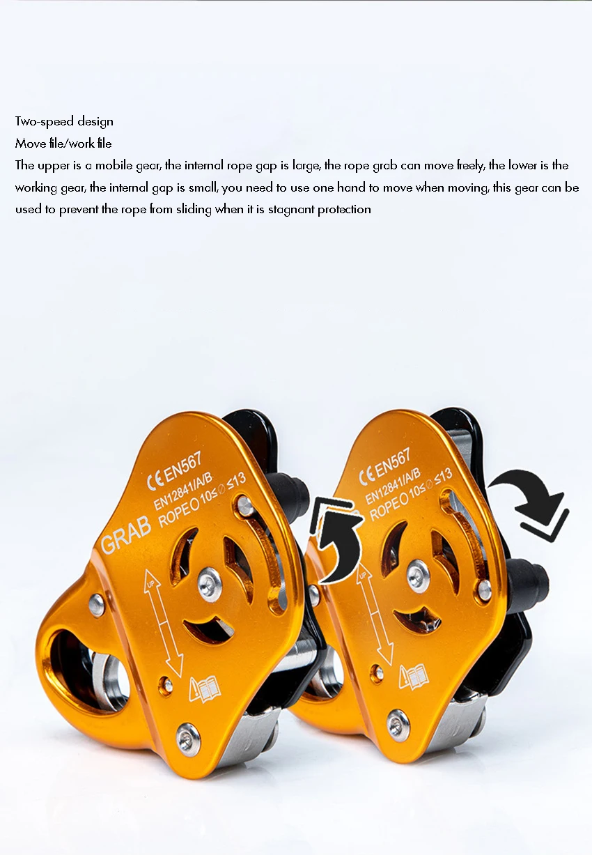 Rock Climbing Ascender Fall Arrest Protection Belay Device Self-Locking ...