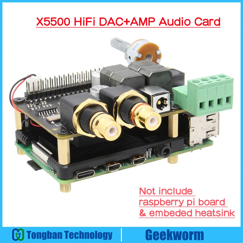 For Raspberry Pi 4, X5500 Hifi Dac+amp Expansion Board Audio Card ...
