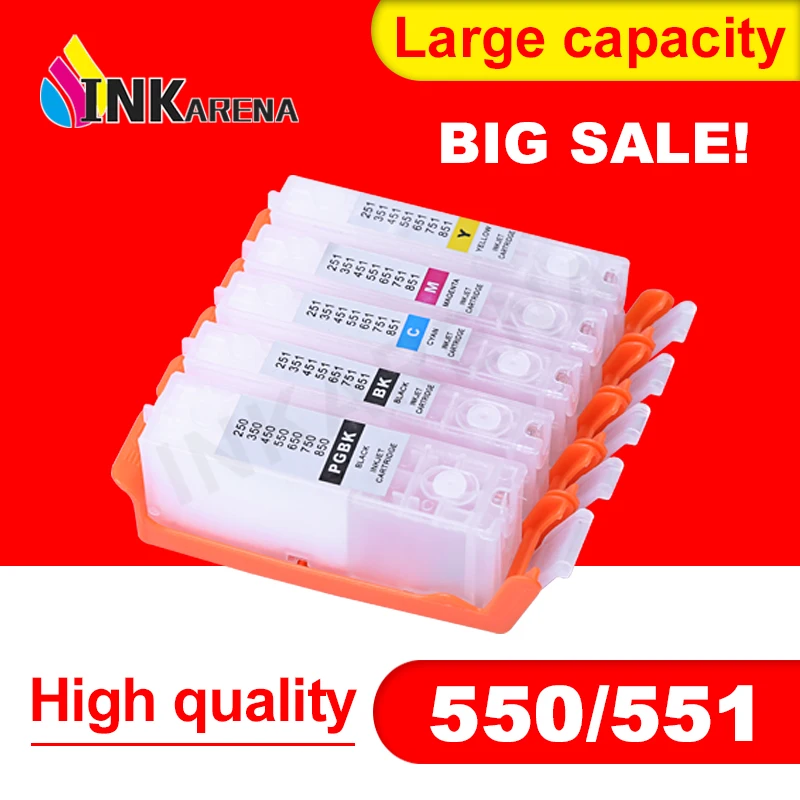 PGI 550 CLI 551 Refillable Ink Cartridge with ARC Chips For Canon PIXMA ...