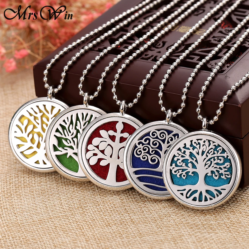 Collar de aromaterapia de árbol de la vida, medallón de Perfume abierto ...