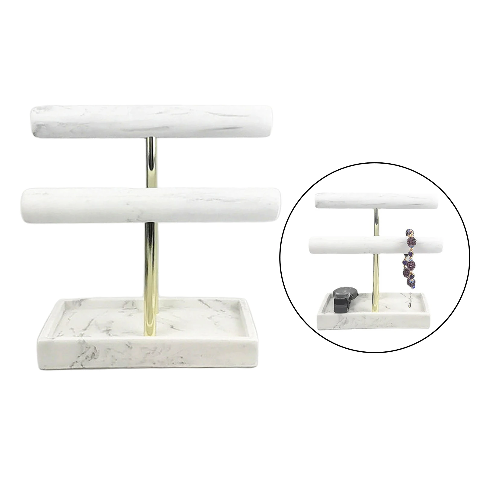 2 Tiers Luxury Marble Watch Holder Display Stand Jewelry Bracelet ...