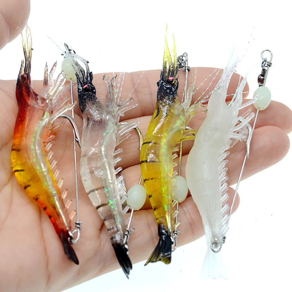 1PC Hot Sale New 9cm 6g Luminous Bead Shrimp Silicon Soft Artificial ...
