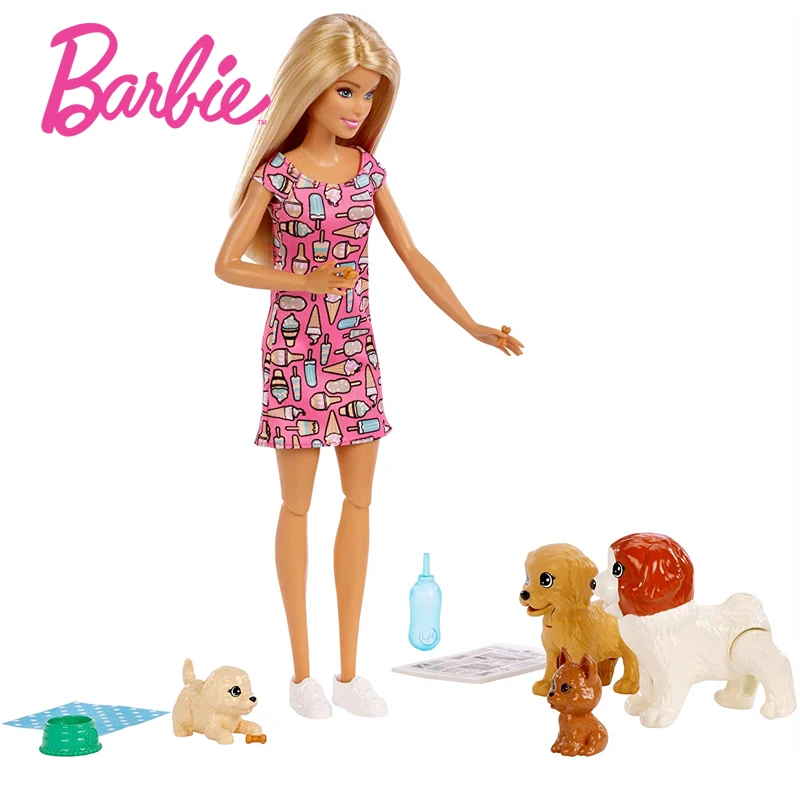 Original Barbie Newborn Pups Doll & Pets Toy Set Genuine Dog Baby Care ...