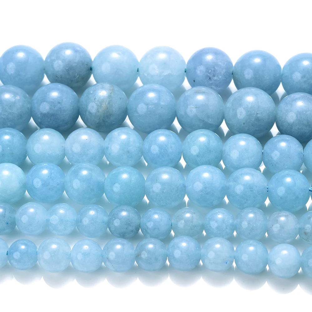 Natural-Aquamarines-Stone-Beads-Round-Loose-Spacer-Beasd-for-Jewelry ...