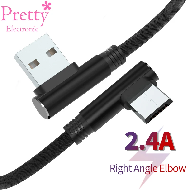 Type-c Data Cable 2.4a Fast Charging Mobile Phone 90 Degree Elbow Micro ...