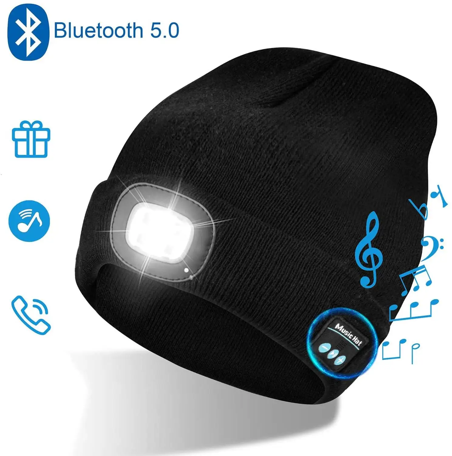 Unisex Bluetooth Beanie Hat Led Beanie Hat,wireless Headphone Beanie ...