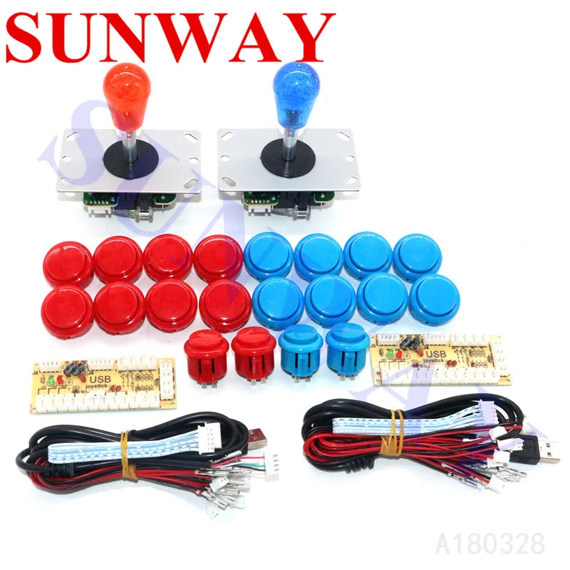 Arcade mame DIY KIT FOR 2 players PC to arcade joystck push button interface USB 2 player arcade ...