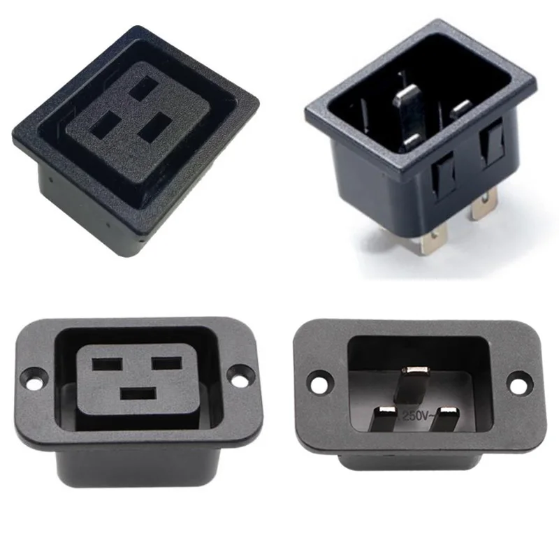 High Quality Black 16a 250v Iec-c19/c20 Universal Panel Mount Adaptor ...
