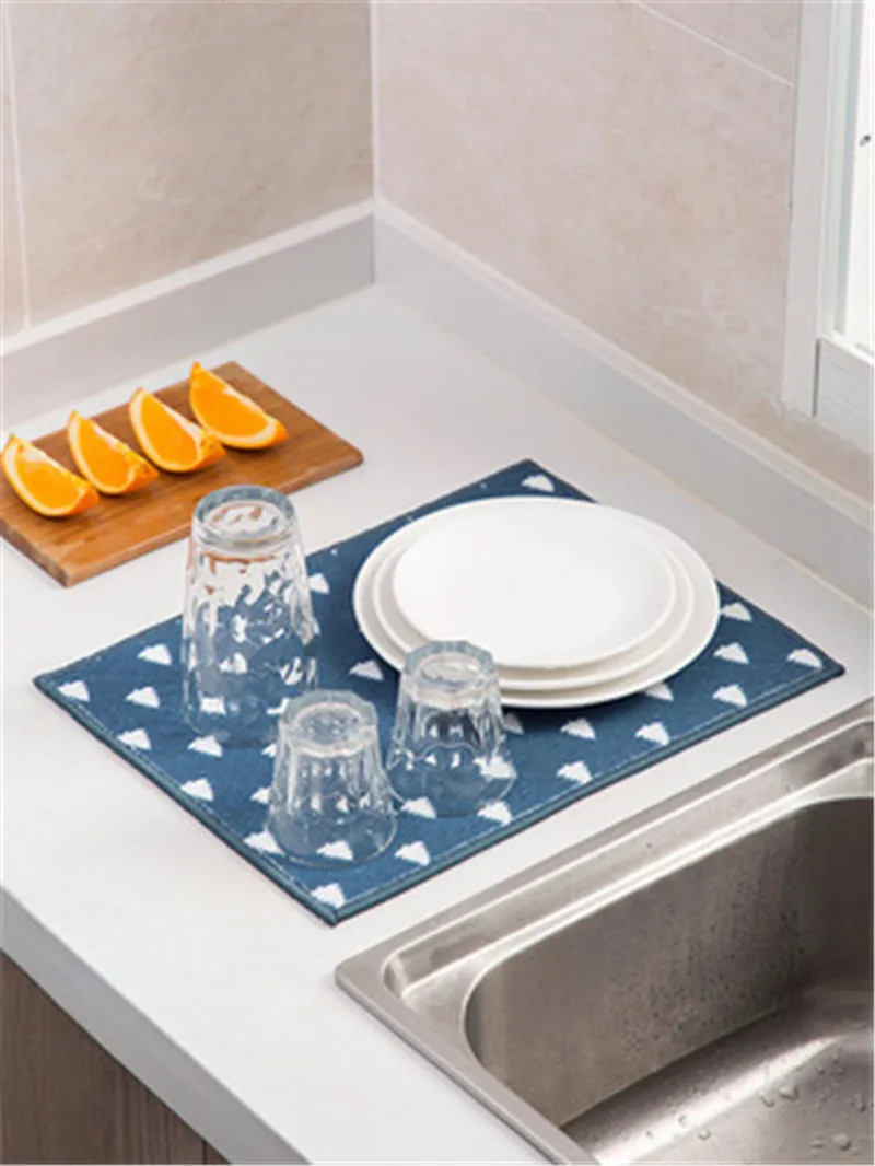 2Pcs Placemat Dining Table Mat Water Absorption Bowl Cup Mats kitchen ...