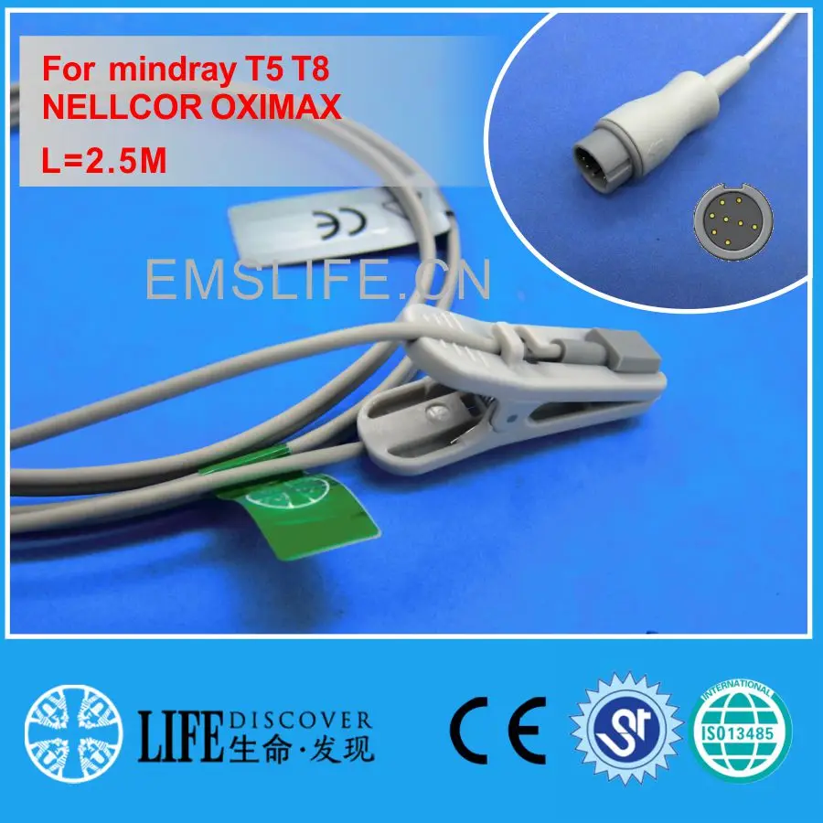 Long-cable-adult-ear-clip-spo2-sensor-for-mindray-T5-T8-NELLCOR-OXIMAX ...