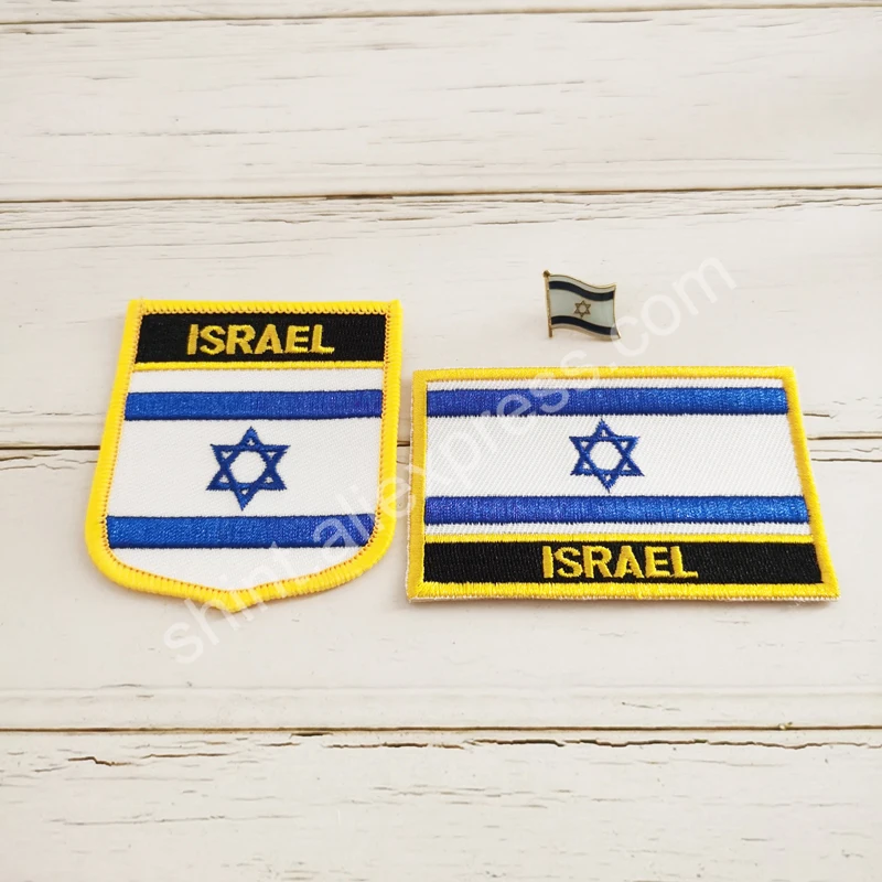 Parches bordados de la bandera nacional de Israel, insignia de escudo y ...