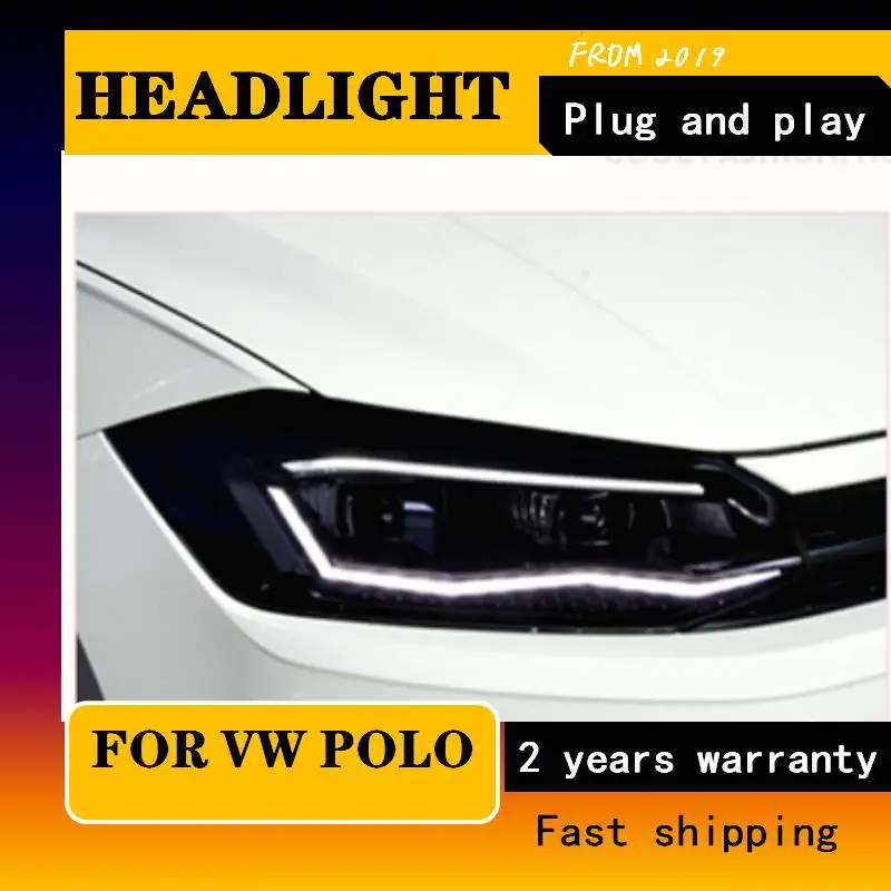 Headlights For Car VW POLO 2019 DRL Daytime Running Lights Head Lamp ...