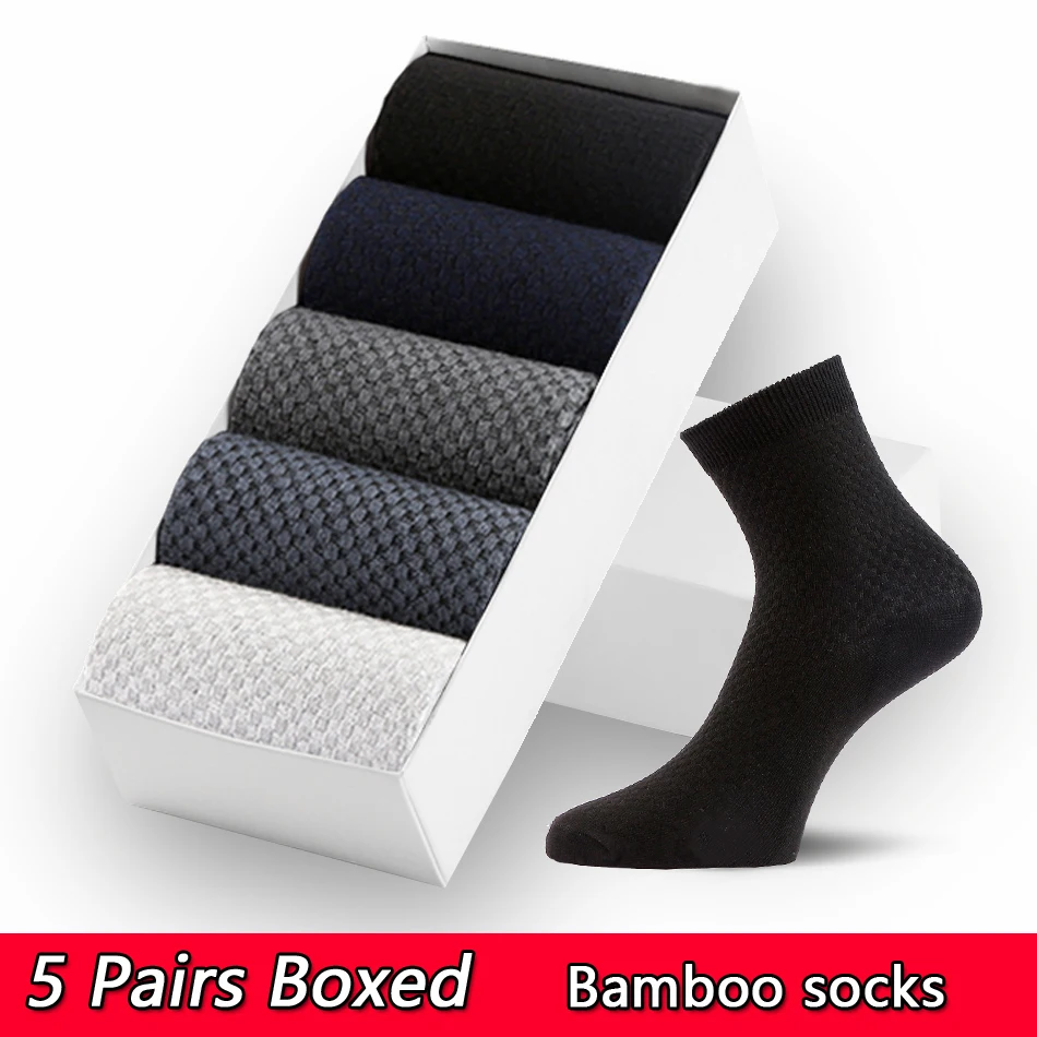 5-Pairs-Gift-Boxed-Bamboo-Fiber-Socks-Men-Breathable-Compression-Long ...