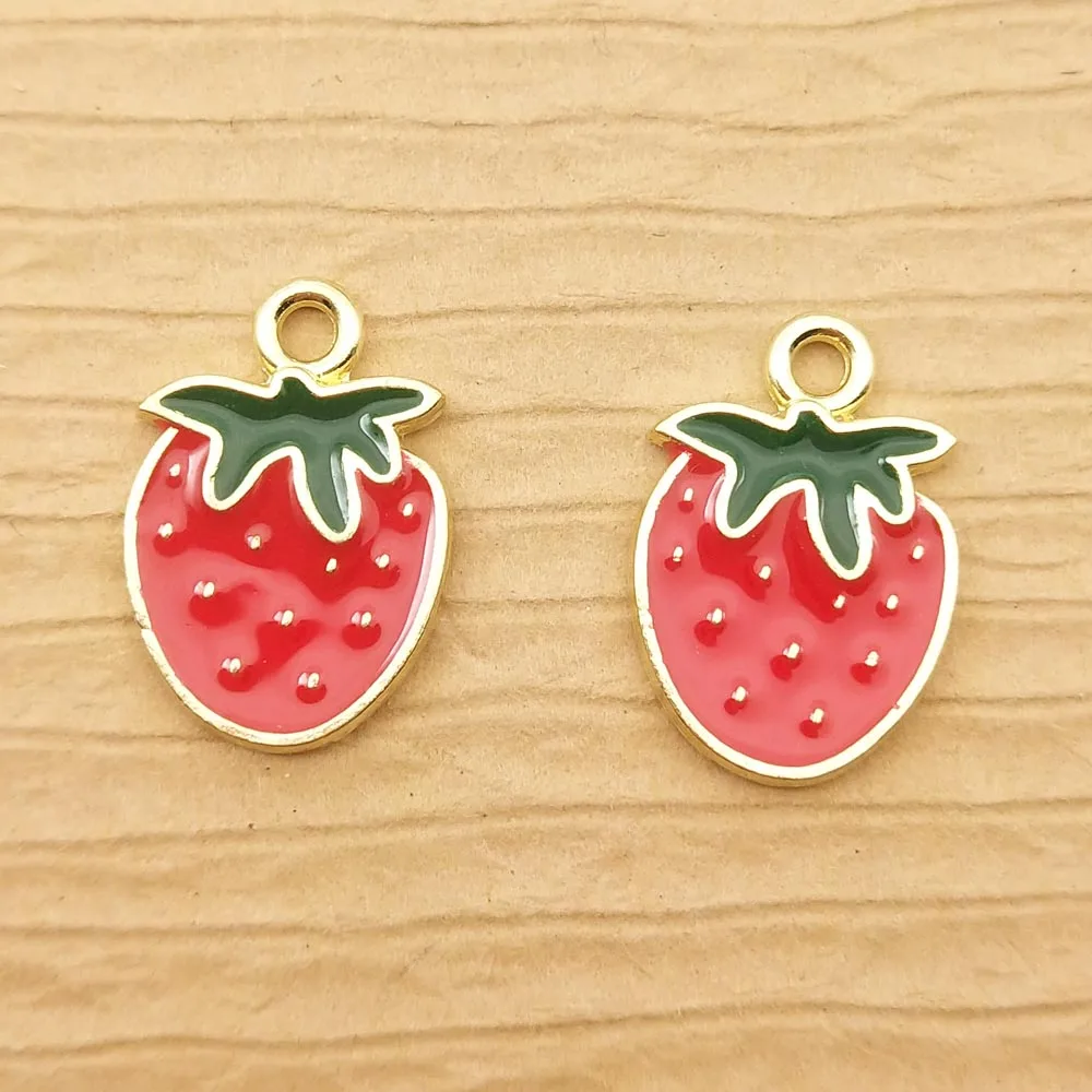 10pcs-10x16mm-Enamel-Strawberry-Charm-for-Jewelry-Making-Earring ...