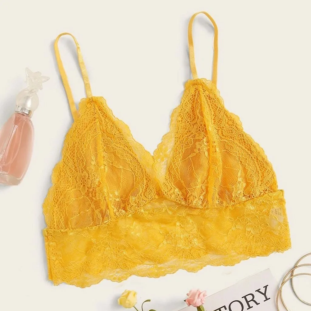 Yellow Bras For Women Plus Size Vest Crop Wireless Bra Lingerie Sexy V ...