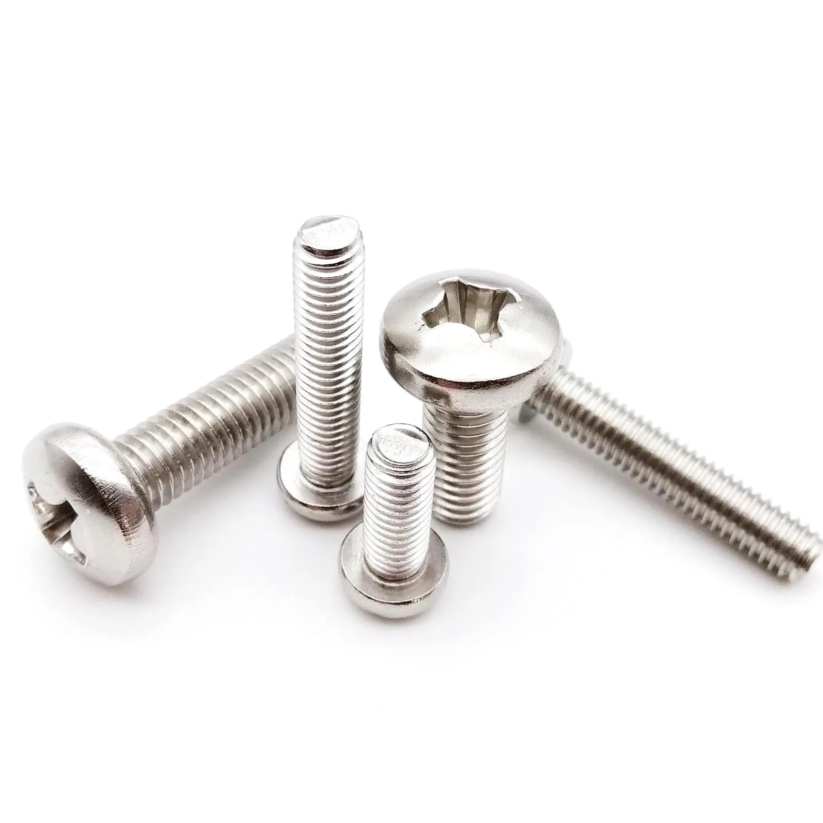 5/10/50pc M1 M1.2 M1.4 M1.6 M2 M2.5 M3 M3.5 M4 M5 M6 M8 GB818 A2 70 304ステンレス鋼クロスラウンドなべ頭ネジボルト ...