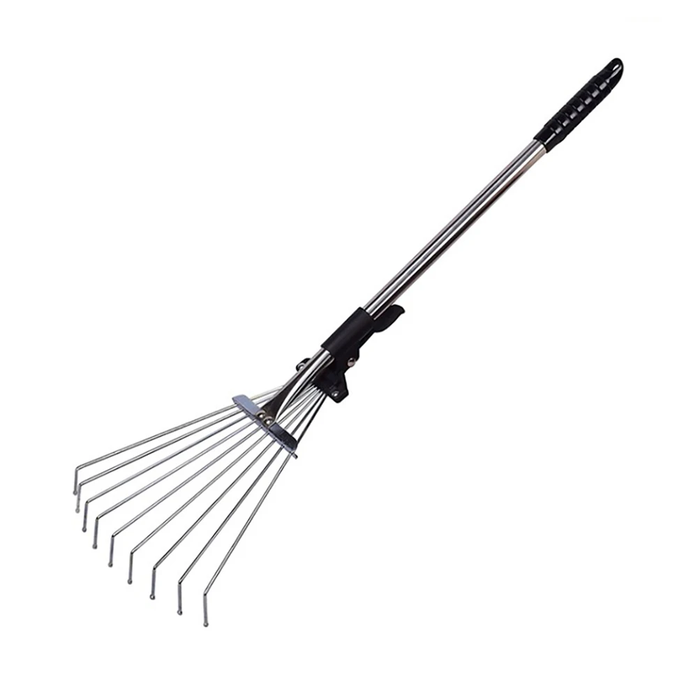 Stainless Steel Telescopic Rake Adjustable Folding Leaves Rake Steel ...