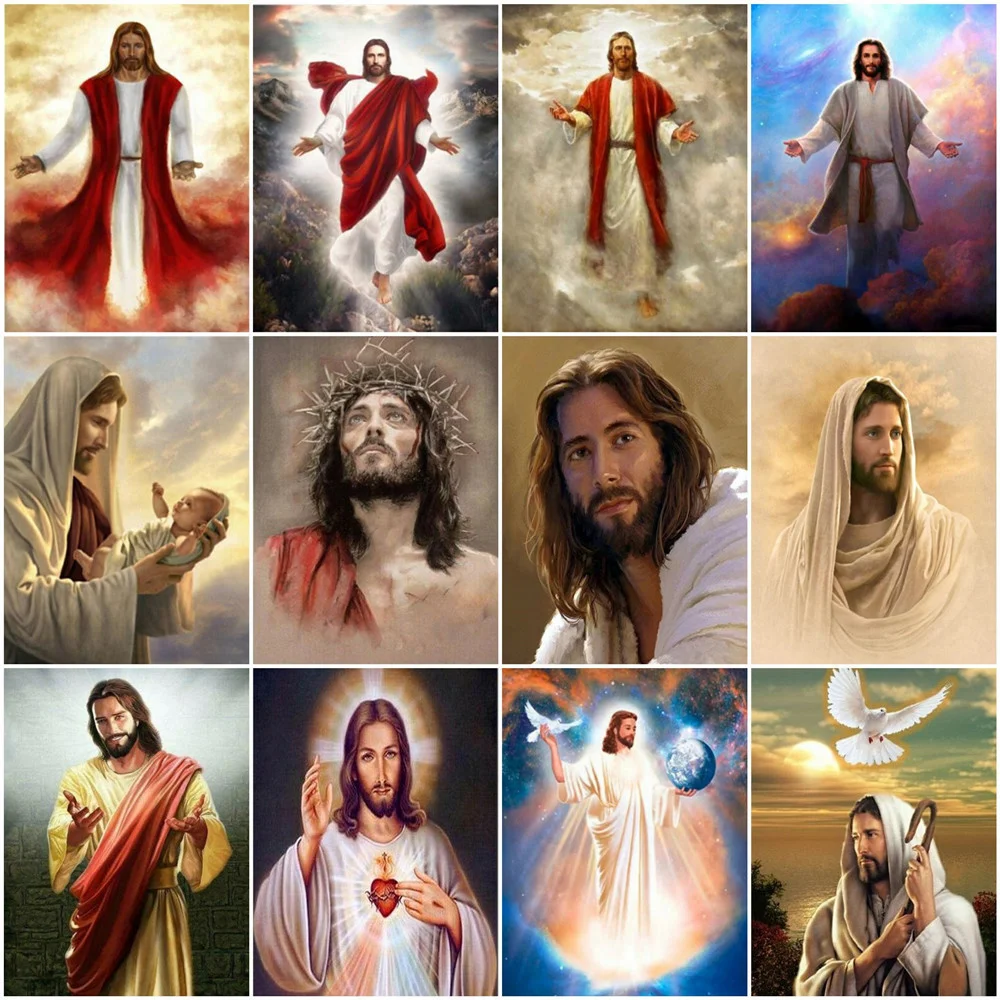 AZQSD-Paint-By-Number-Frame-Jesus-Hand-Painted-Modern-Wall-Art-Gift-Oil ...