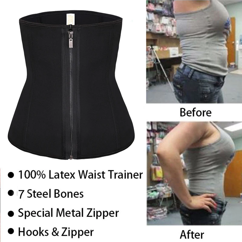 Long Torso Latex Waist Trainer Underbust Corset Plus Size Zip ...