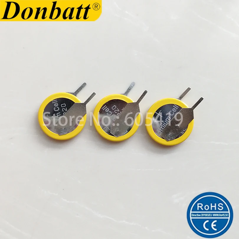 Fresh CR1220 3V Lithium Coin Cell Battery with Pins/Tabs Vertical mount ...