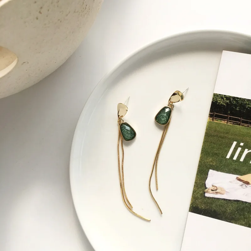 Pendientes de plata con forma de aguja para mujer, aretes de cadena ...