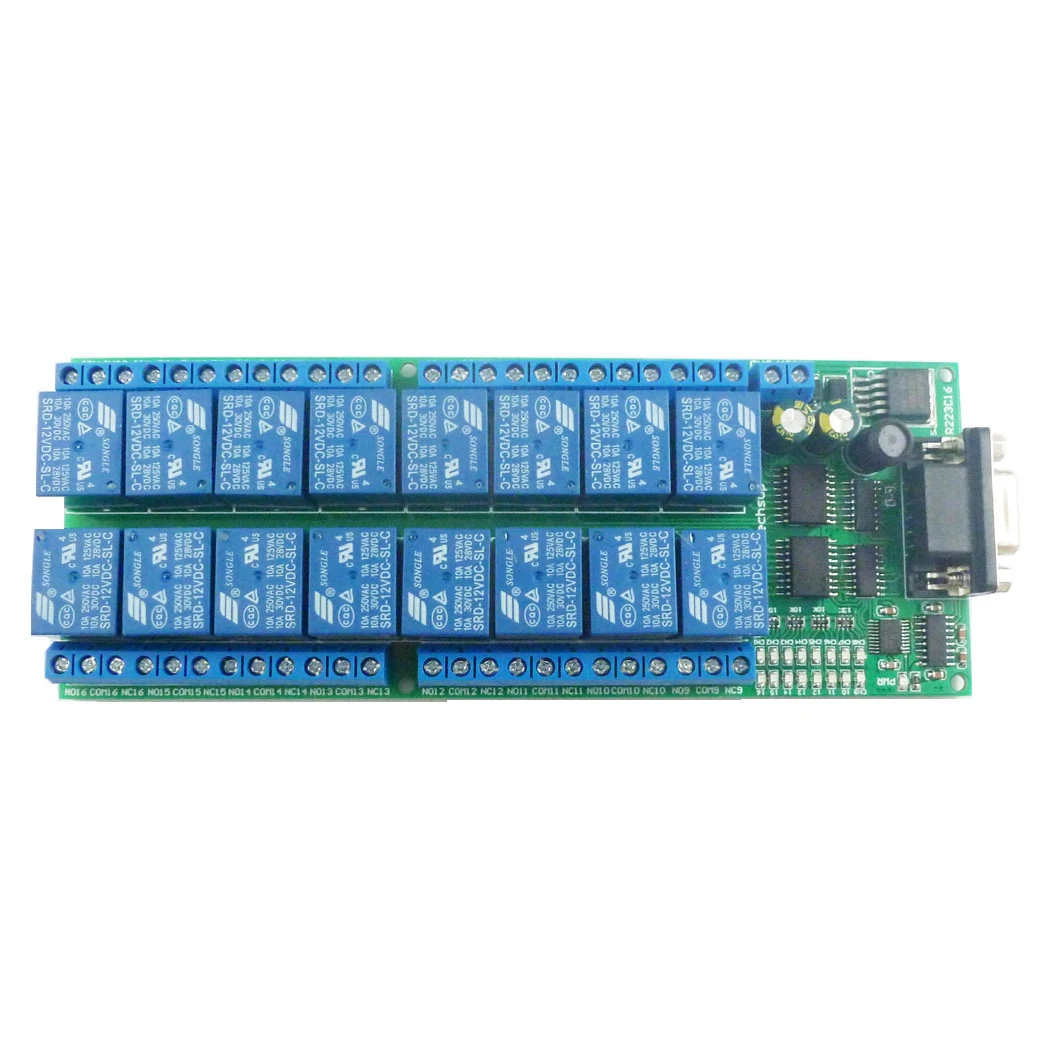 16ch DC 12V Serial Port DB9 UART RS232 Relay Module for PLC PC Com 3D ...