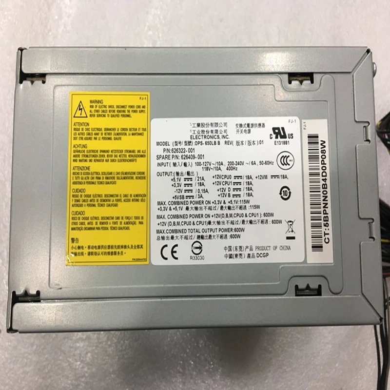 Original PSU For HP Z400 XW4600 600W Switching Power Supply DPS-650LB B ...