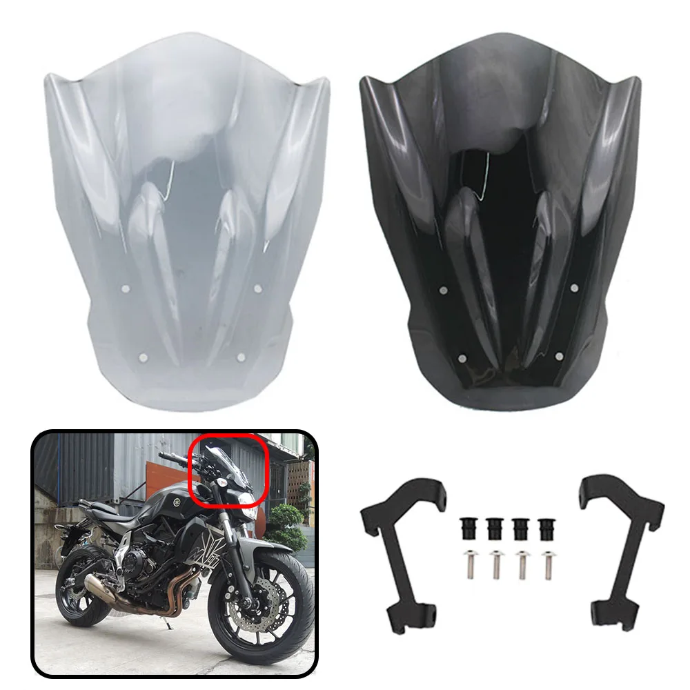 Windshield-Windscreen-with-Mounting-Bracket-For-YAMAHA-MT07-MT-07-2014 ...