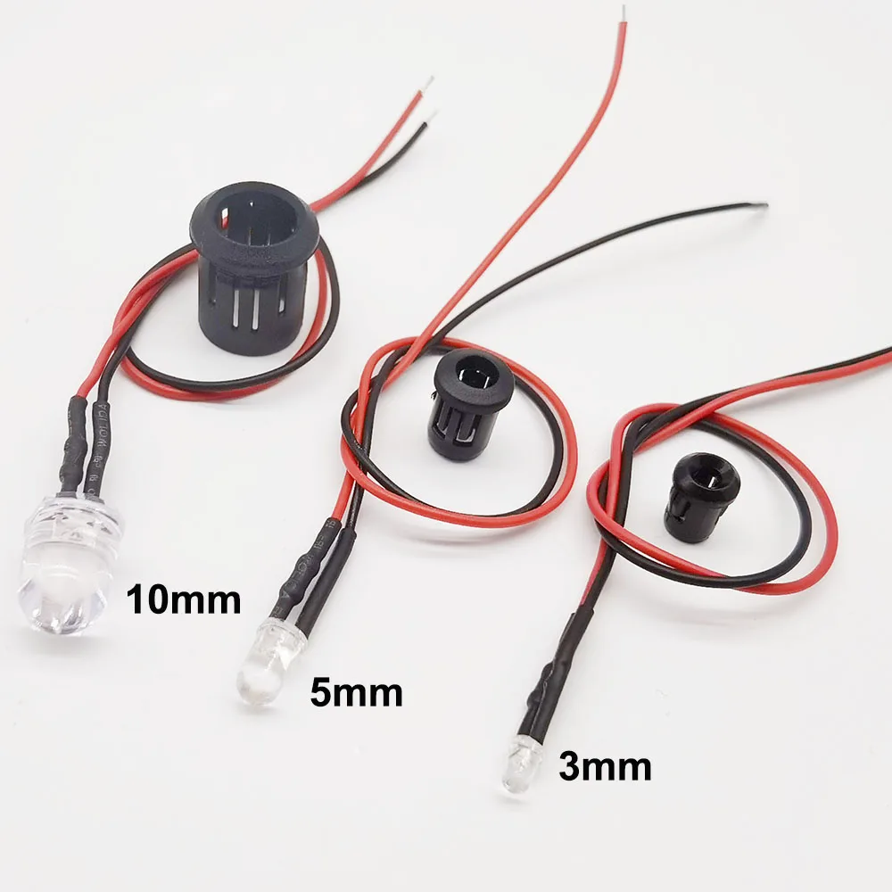 LED-redondo-precableado-con-soporte-de-pl-stico-3mm-5mm-10mm-rojo-verde ...