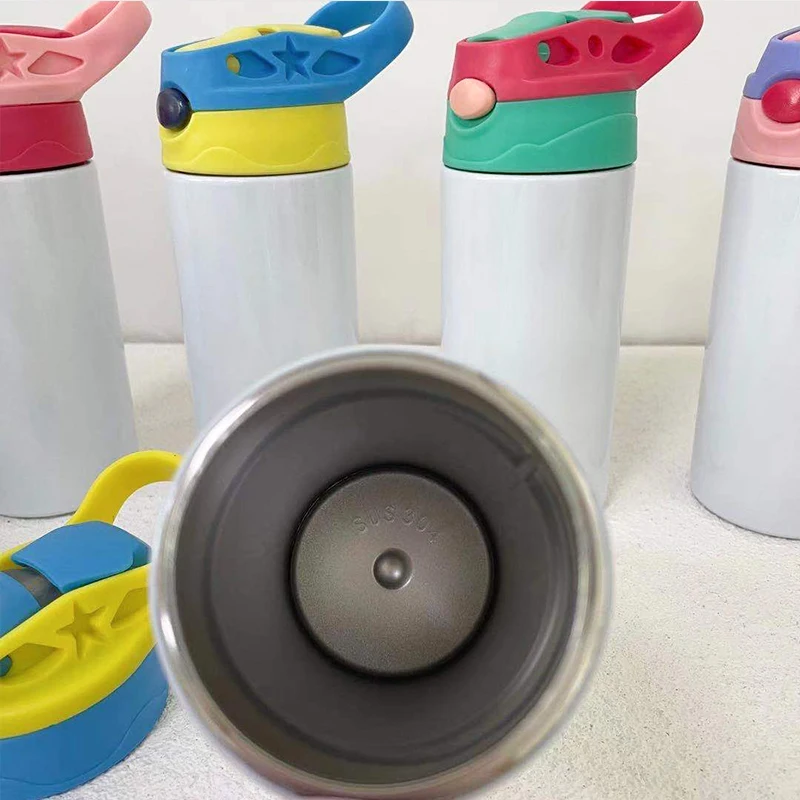 GOURDE BIDON,D-350ml--Tasse de paille à Sublimation de 12oz, bouteille à couvercle rabattable ...