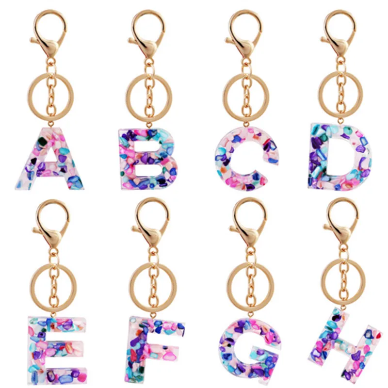 Trendy 26 Letter Pendant Key Chain Women Men Acrylic Keychain A To Z ...