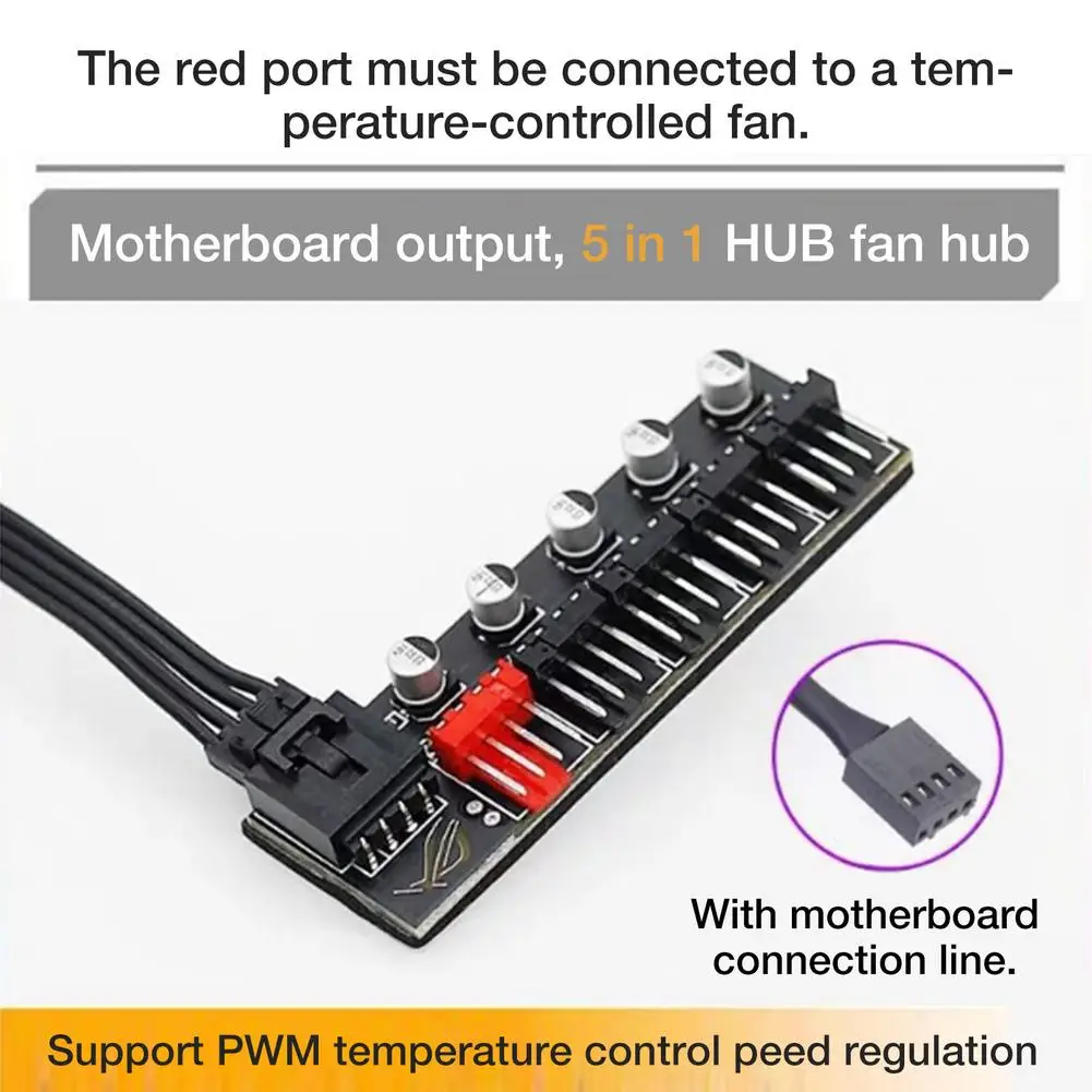 5 포트 Pc 팬 허브 분배기 속도 컨트롤러 어댑터 4 핀 Pwm 쿨러 냉각 팬 컴퓨터 케이블 커넥터 액세서리 기가팩토리