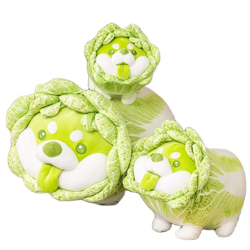 Cute Vegetable Fairy Plush Toys Japanese Cabbage Dog Fluffy Soft Shiba ...
