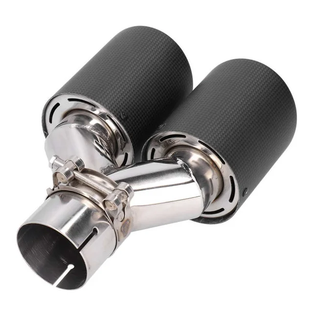 Matte Carbon Fiber Tail Exhaust Pipe Dual Outlet Universal Y Shape ...