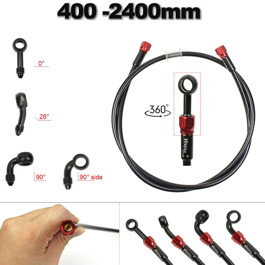 Motorcycle-Brake-Hose-Flexible-Braided-Hydraulic-DOT-Fluid-Line-AN3 ...