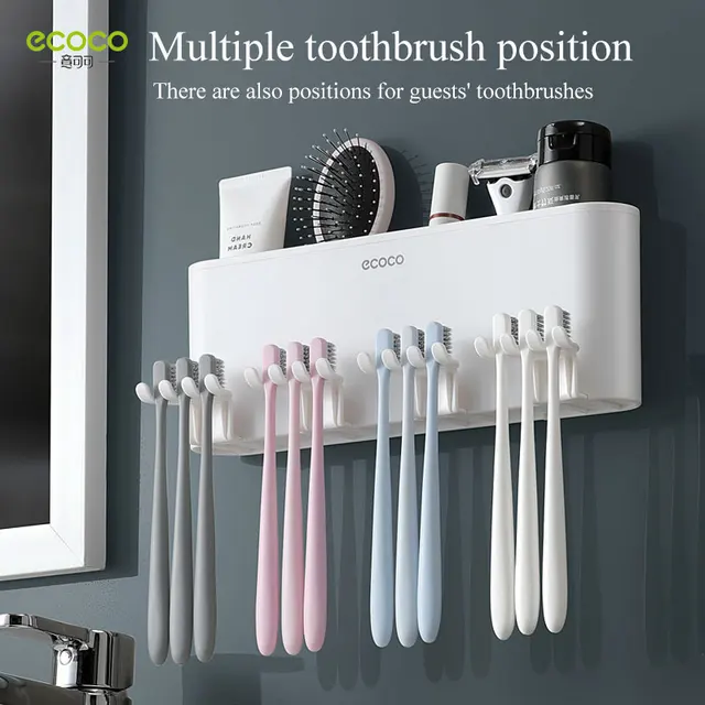 ECOCO Wall Mount Toothbrush Holder Automatic Toothpaste Squeezer ...