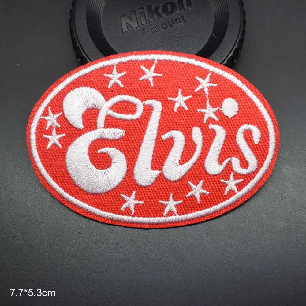 Red Elvis Words Iron On Full Embroidered Clothes Patches For Clothing ...