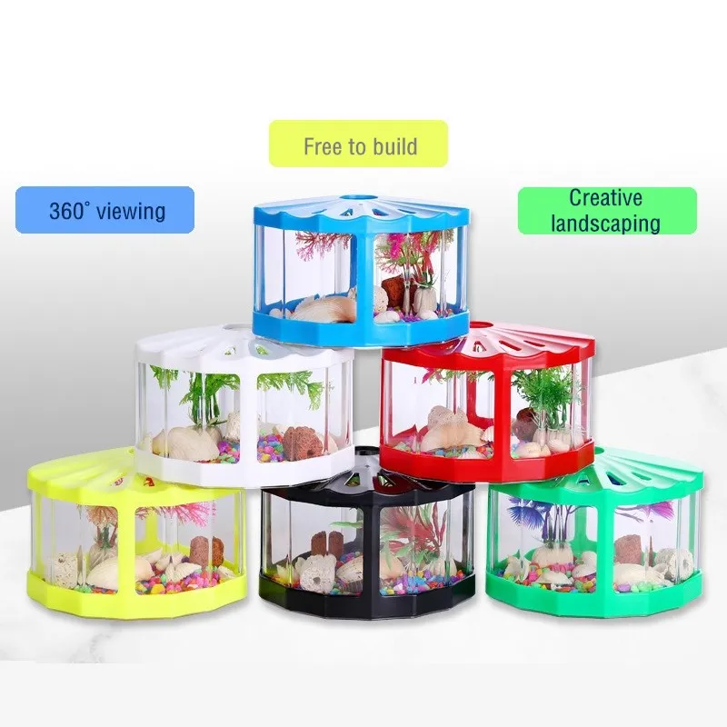 Desktop Aquarium Fish Tank Creative Stackable Building Blocks Mini ...
