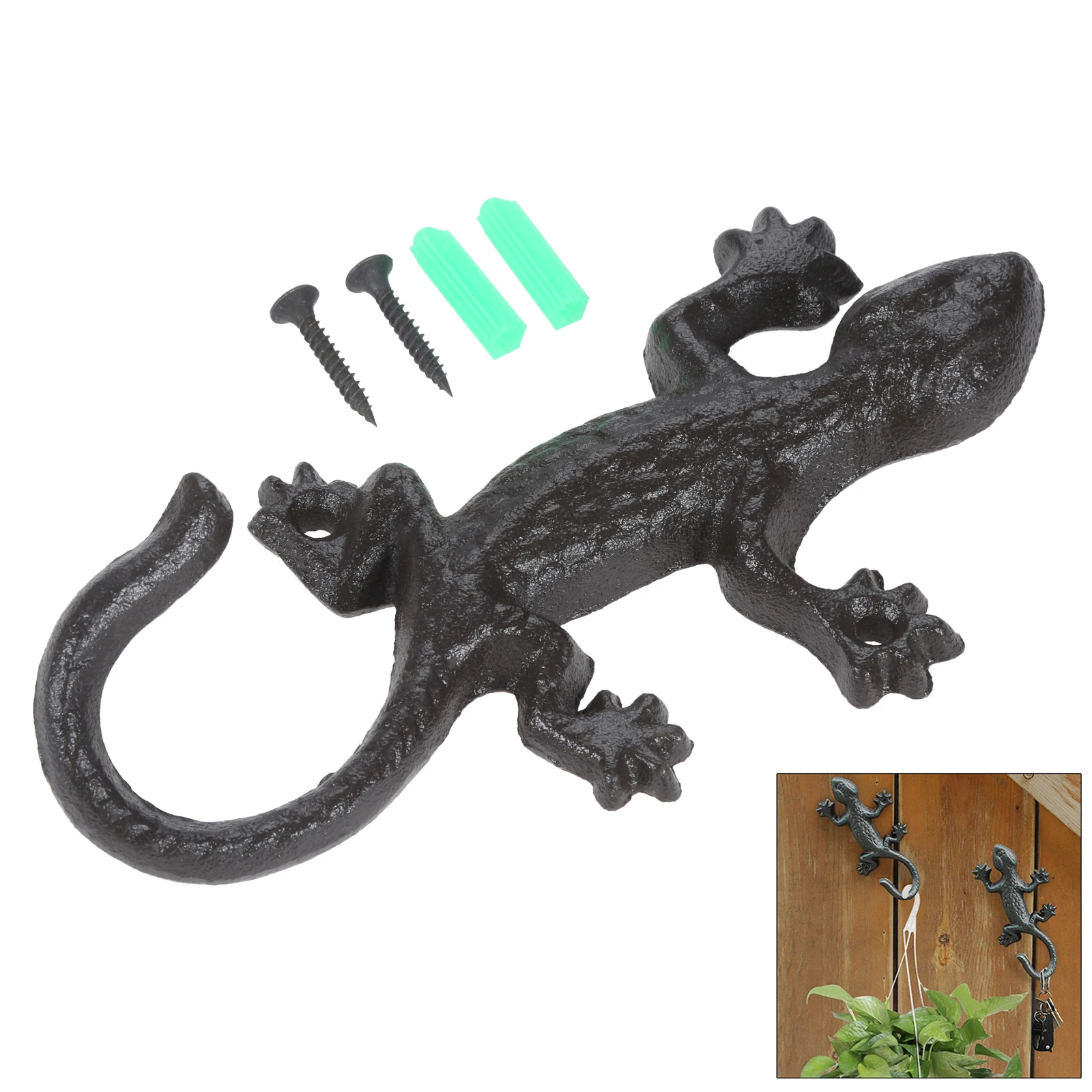 1pc Iron Gecko Wall Hook Rustic Wall Hanger Lizard Creative Antique ...