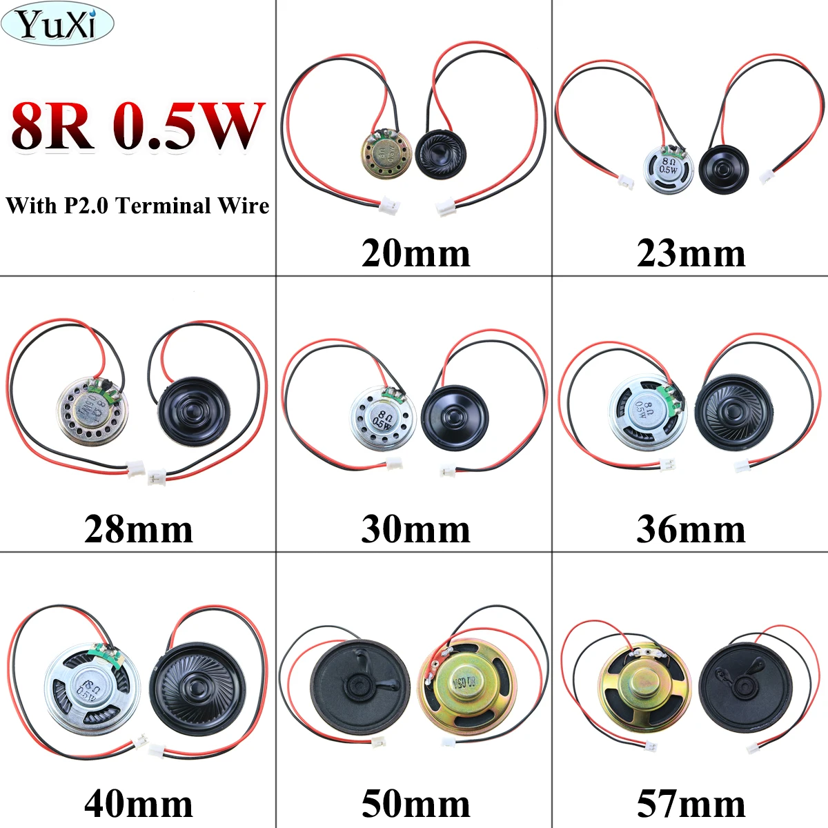 YuXi 1pcs Horn Loudspeaker 8 Ohm 0.5W Diameter Loud Speaker 8R 20mm 23mm 28mm 30mm 36mm 40mm ...