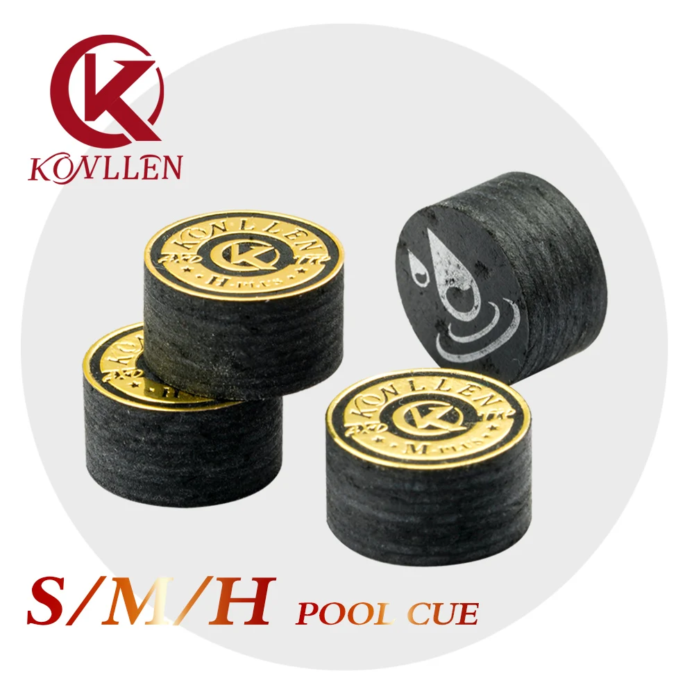 KONLLEN Billiards Cue Tip 14mm S/M/H Hardness 9 Layers of Pig Skin Cue ...