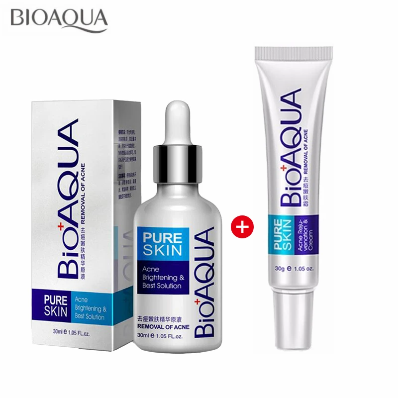 BIOAQUA Herbal Face Anti Acne Treatment Cream+Acne Scar Removal Liquid ...