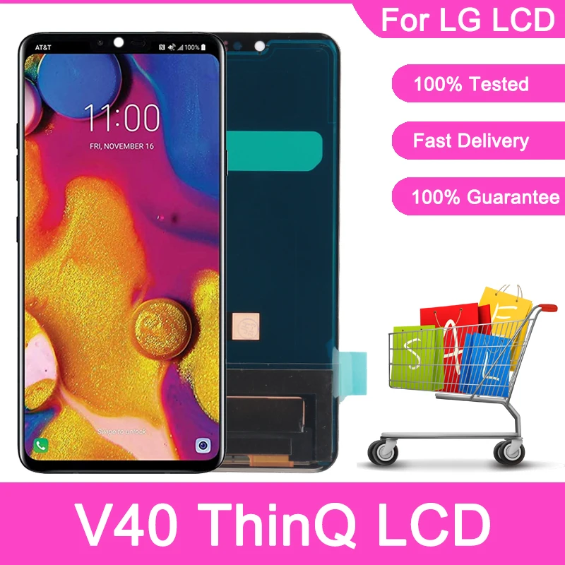 6.4 "amoled original para lg v40 thinq lcd tela de toque digitador assembléia com quadro para lg ...