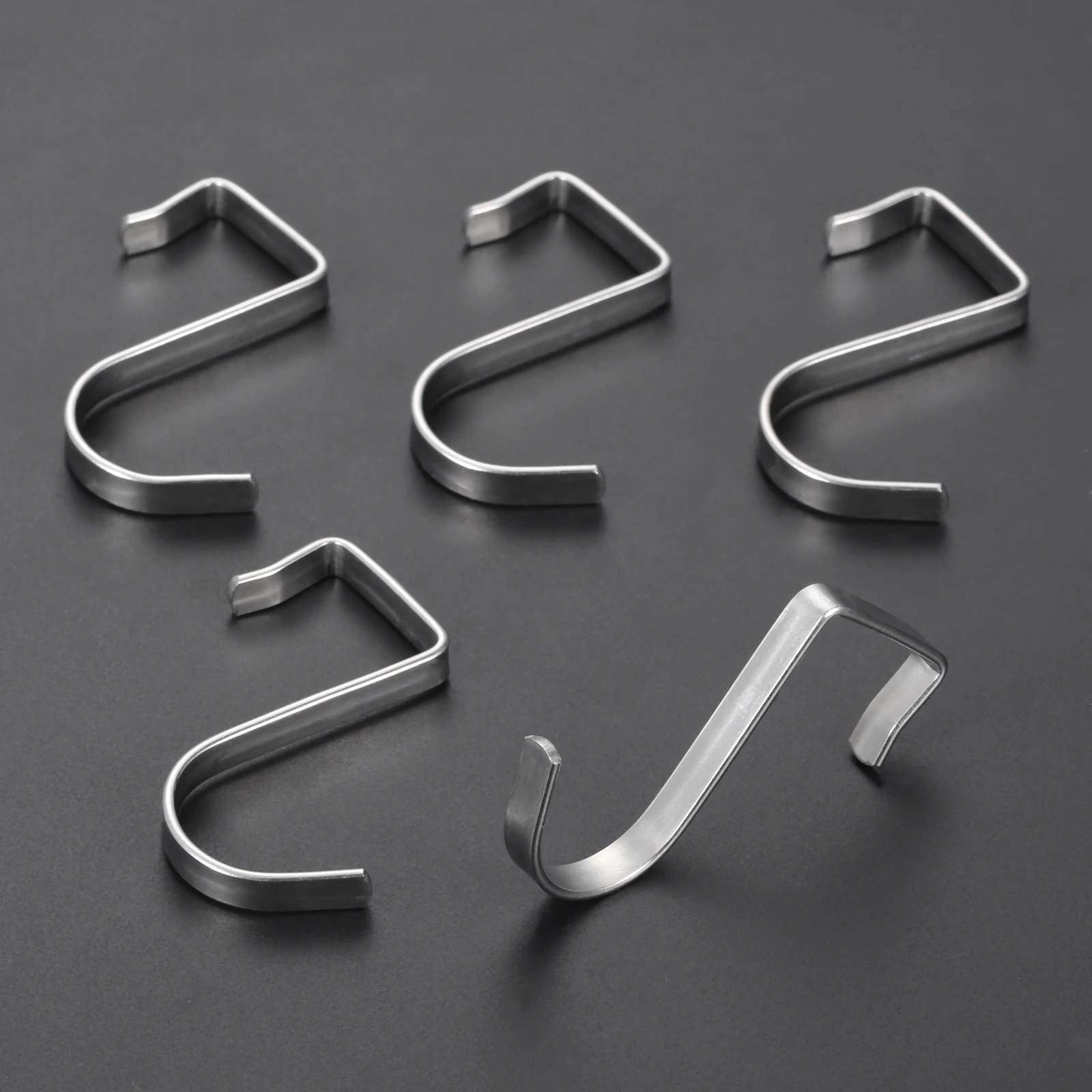 5 PCS Flat S Hooks Metal Silver S Shaped Hanging Hooks for Kitchen ...